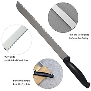 LiinkBeauty Stainless Steel Bread Knife, homemade bread knife,Cake Sawing Knife, Toast Slicing Knife, 10-Inch Lace Serrated Knife with Wavy Blade