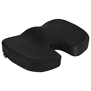 Amazon Basics Seat Cushion & Lumbar Support, Memory Foam, Black, 2-Pack