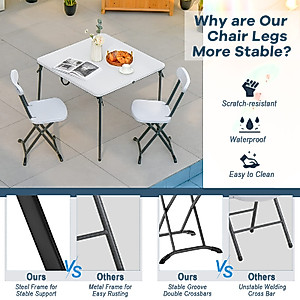 Giantex 2-Pack Folding Chairs, Plastic Event Chairs, 400LBS Lightweight Foldable Chairs with Solid X-Shape Frame, Oversized Seat, Outdoor Indoor Chairs for Home Garden Patio Yard, White