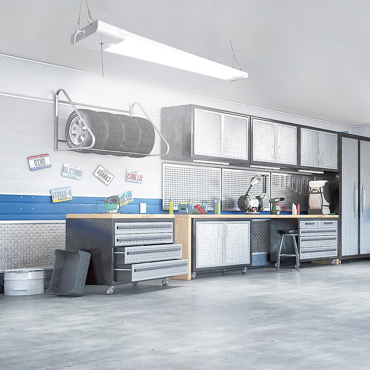 Generic 4-ft 10,000-Lumen LED Shop Light with Adjustable Light Tubes White Finish 5000K Daylight (FXSL055AMFLE/100)