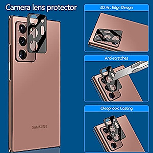 LYWHL [2+2 Pack] for Samsung Note 20 Ultra Privacy Screen Protector, [Support Fingerprint ID] Anti-Spy Black Full Adhesive Flexible Film + Camera Lens Glass Protector for Galaxy Note 20 Ultra