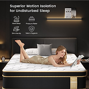 LETMOON King Size Foam and Spring Hybrid Mattresses, 12 Inch Medium Firm Mattress in a Box with Individual Pocket Coils, Edge Supportive, CertiPUR-US Certified, White