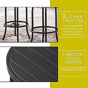 LOKATSE HOME Outdoor Patio Bar Height Stool Bistro Chair Counter Footrest, Set of 2, Black