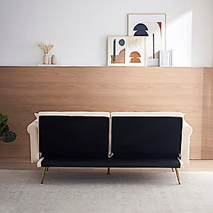 Eafurn Futon Couch Bed Sleeper Loveseat, Convertible Folding Sofa with Armrest, Adjustable Backrest, Modern 2 Seater Upholstered Love Seat Sofa & Couch for Small Space, Living Room