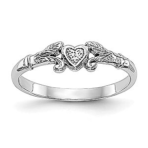 IceCarats 14K White Gold Small Heart Love Ring Size 1