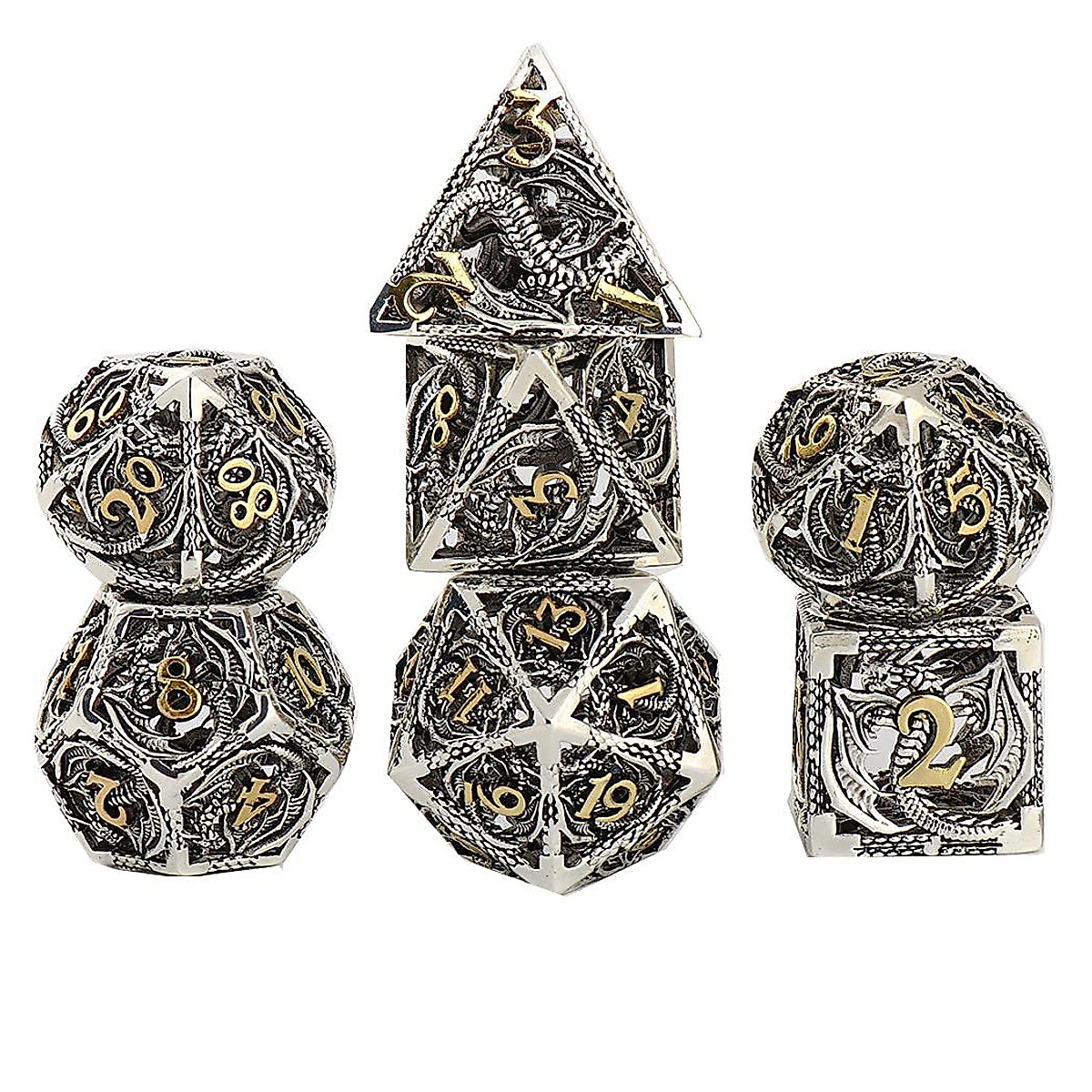 Pure Copper Hollow Metal Dice Set DND dice Dungeons and Dragon d&d polyhedral dice RPG dice with Role Playing Games dice Metal Box