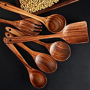 Wooden Spoons for Cooking,12 Pack Wooden Utensils for Cooking Wooden Kitchen Utensils Set Wooden Cooking Utensils Natural Teak Wooden Spatulas for Cooking