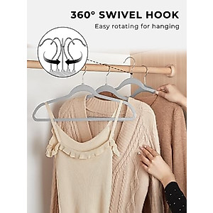 SMARTOR Clothes Hangers 50 Pack, Non-Velvet Plastic Hangers for Clothes | Heavy Duty Coat Hanger | Space Saving Closet Hangers with Chrome Swivel Hook | Non-Flocked Hangers Slim Hangers - Light Grey