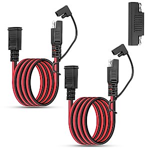 CERRXIAN 3.2FT/1M 16AWG SAE to SAE Extension Cable with SAE Polarity Reverse Adapter, Quick Disconnect Connector Harness SAE Connector for Automotive, Solar Panel Panel SAE Plug -2Pack