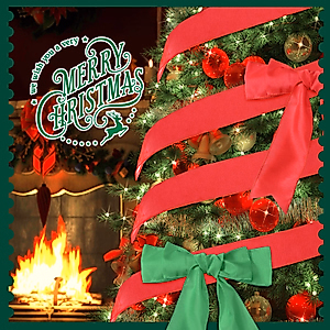 3 Rolls 30 Yards Christmas Polyester Satin Ribbon 2.5 Inches Double Face Wide Wired Satin Ribbon for Christmas Gift Wrapping Crafts Christmas Tree Ribbon Decorations Red Green and White