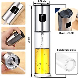 Olive Oil Sprayer for Cooking, Oil Mister, Oil Spray Bottles for Kitchen, Kitchen Gadgets for Home, Air Fryer, Baking, Salad, Grilling, Bbq, Roasting,100ml Oil Spray Food Grade Glass (with funnel)