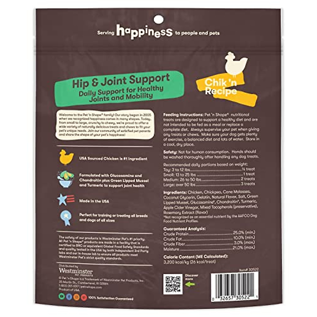 Pet 'n Shape Functional Treats, Hip and Joint Support - Chik 'n Recipe