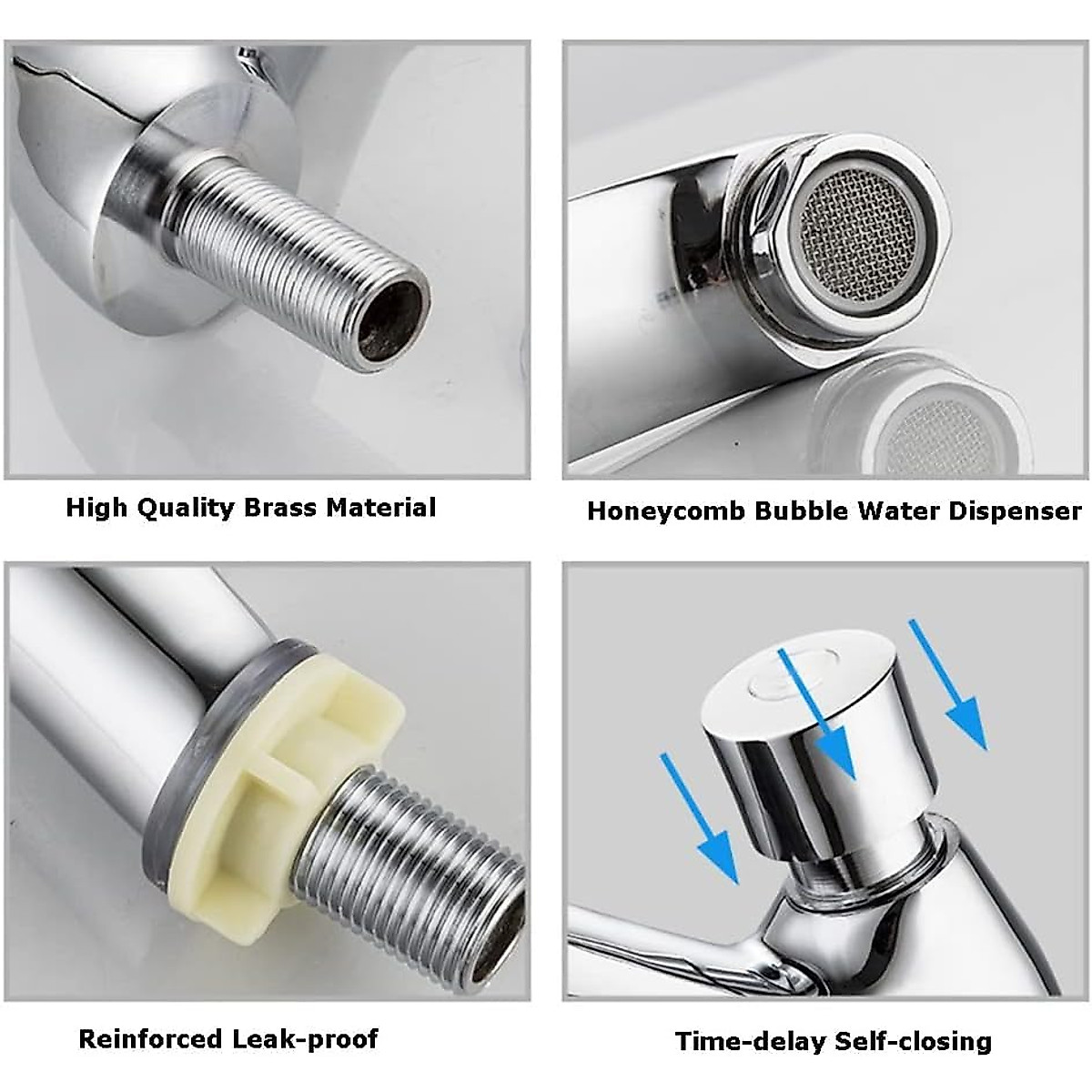 Time Delay Sink Faucet,Public Ktchen Bathroom Chrome Plated Self Closing Water Saving Time Delay Basin Tap Faucet for Home Kitchen, Bathroom, Hotel use
