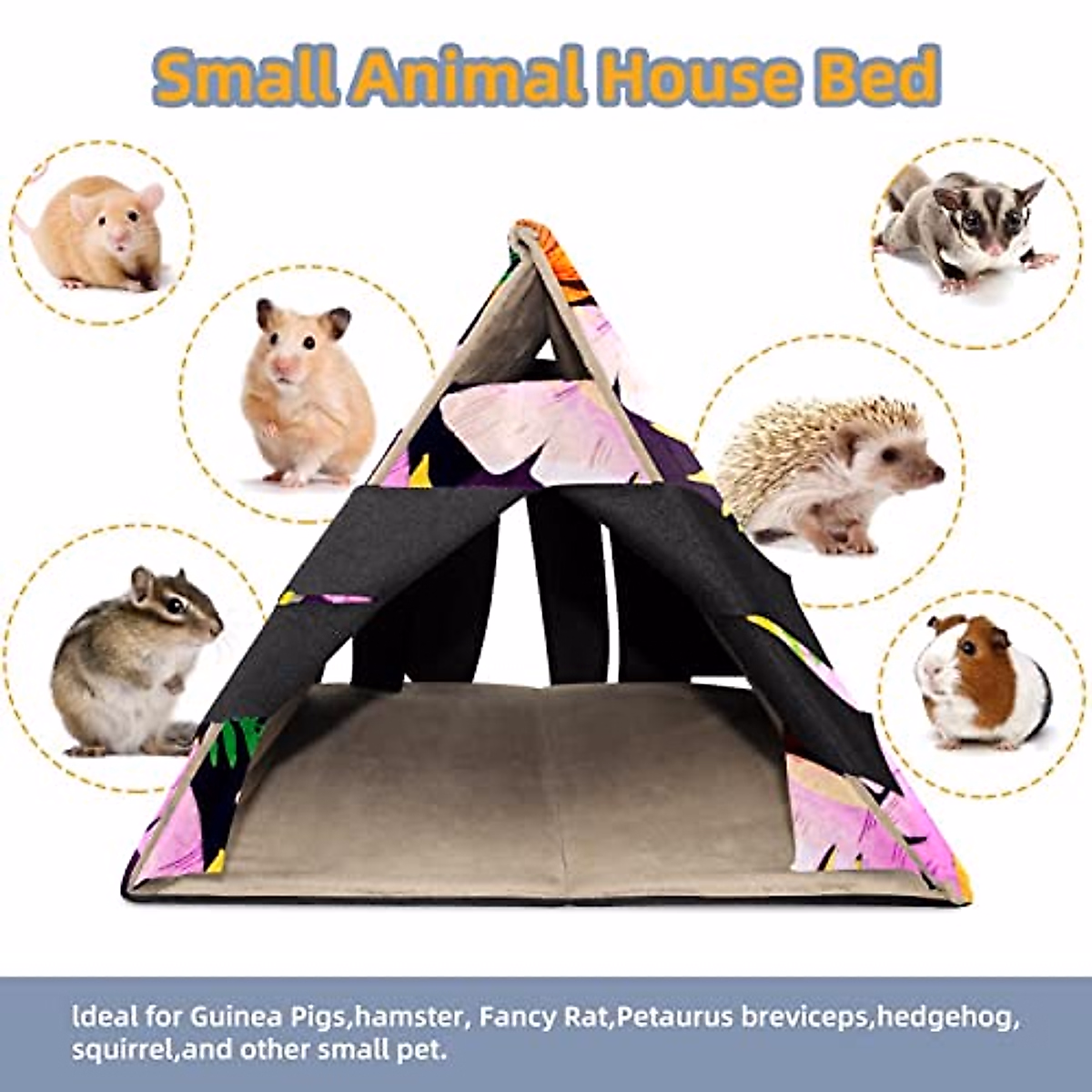 Y-DSIWX Guinea Pig Hideout Cozy Hamster House Cave for Bunny Chinchilla Hedgehog Small Animal Colorful Tropical Leaf
