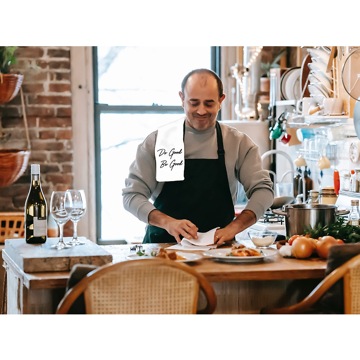 Happymade Fall Dish Towels for Kitchen 4 Pack Black and White Kitchen Towels Kitchen Towels Decorative Set |25x25in Fall Kitchen Towels | Farmhouse Kitchen Towels | Tea Towels for Kitchen