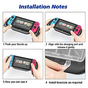 Grip Case with Stand for Nintendo Switch,Ergonomic Comfort Handles with Game Card Box USB C Charging Cable Protective Case Kit，with Tempered Glass Screen Protector & Thumb Grip Cap