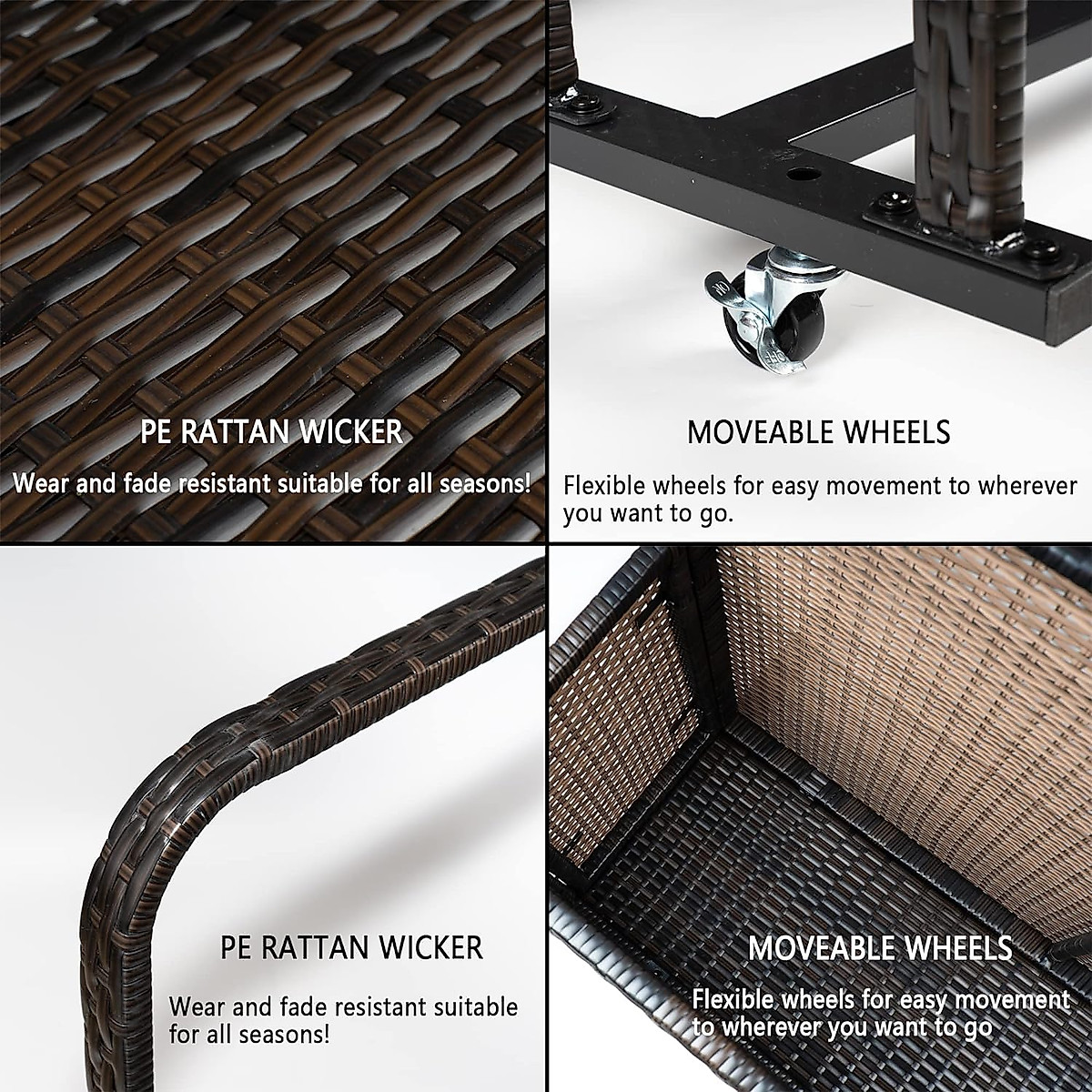 CuisinAid Outdoor Wicker Patio Poolside Float Storage with Rolling Wheels, Pool, Beach, Patio Storage Bin for Floaties, Pool Accessories and Patio Furniture Brown