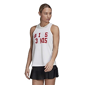 adidas womens Tennis Graphic Logo Tank Top Shirt, White, Small US