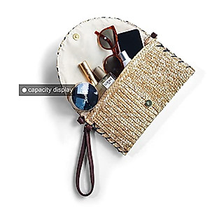 sealsea Straw Clutch Bags for Women Woven Straw Purses Embroidery Summer Beach Handbag Beach Clutch Purse