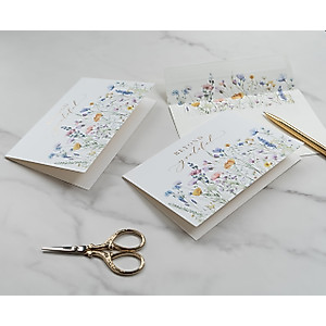 Gooji 4x6 Meadow Bloom Beyond Grateful Thank You Cards, Bridal Shower Thank You Cards, Wedding, Baby Shower, Birthday, Baptism, Small Business (Bulk 20 Pack) Watercolor Flower Design