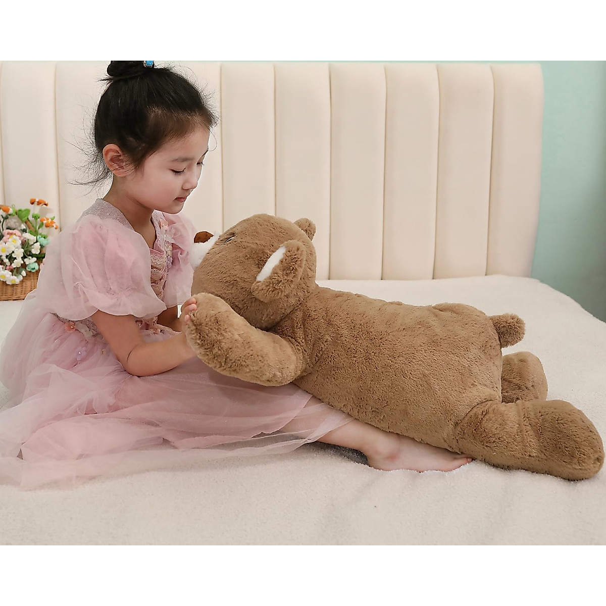 XMV 26 inch 5 lbs Bear Weighted Stuffed Animals, Large Weighted Plush Animal, Cute Plush Toy Pillow, Soft Bear Plushie Gifts for Adults, Kids, Boys and Girls(Brown)