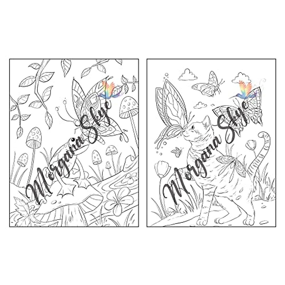 Butterflies Adult Coloring Book: Beautiful Butterfly Designs with Lovely Flowers, Cute Animals and Relaxing Nature Scenes for Stress Relief and Relaxation