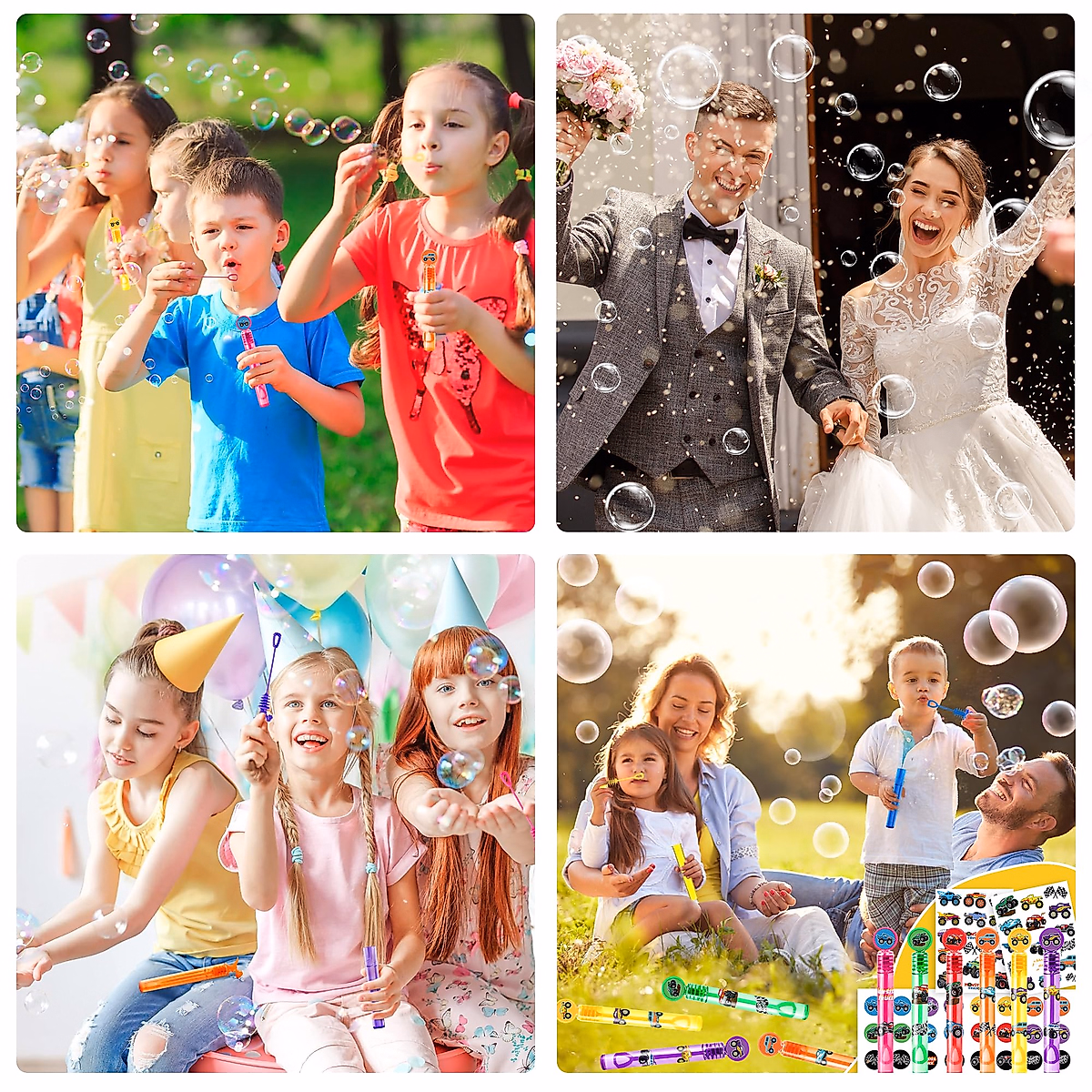 24PCS Monster Truck DIY Bubble Wands Party Favors 96PCS Stickers for Goodie Bag Fillers Pinata Stuffers, Mini Bubble Bulk Birthday Party Supplies Toys Gifts Class Prizes Toddlers Boys Girls