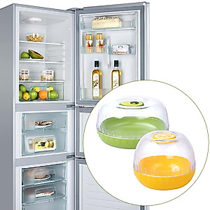 LINXIU Vegetable and Fruit Storage Containers for Fridge Reusable Lemon Holder Organizer Avocado Shaped Storage Food Saver Keepers 2 Pack