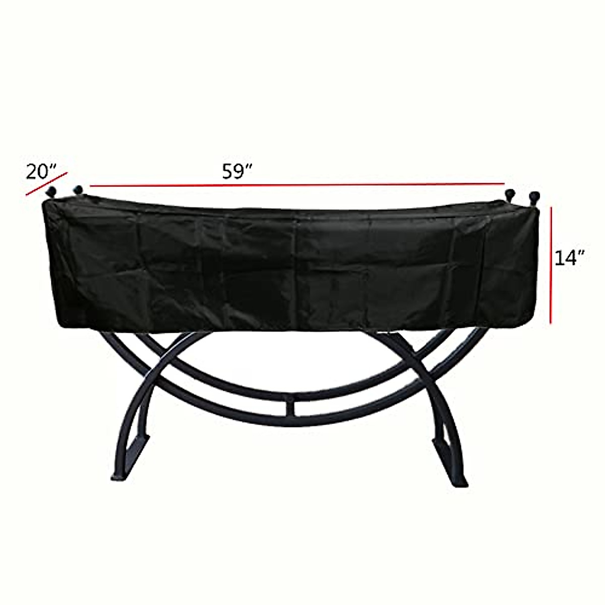 Becony Curved Firewood Rack Cover - Half Round Log Wood Pile Storage Protector for Indoor Outdoor, 210D Heavy Duty, 59 Inch (Black)