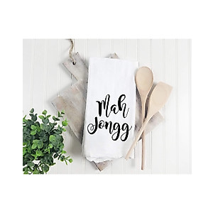 mah jongg - Dish Towel Kitchen Tea Towel Funny Saying Humorous Flour Sack Towels Great Housewarming Gift 28 inch by 28 inch, 100% Cotton, Multi-Purpose Towel