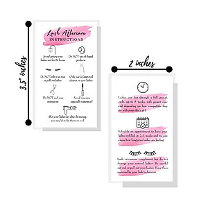 Lash Extension Aftercare Instructions Cards | 50 Pack | Double Sided Size 3.5 x 2" inches After Care (2-3 Week Fillers) | White with Pink Watercolor Design
