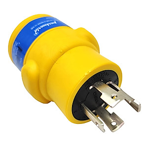 Parkworld 62961 NEMA L14-30P to 14-30R Adapter 4-Prong Generator 30A Locking Plug to Dryer 4-Prong 30A Outlet (Yellow)