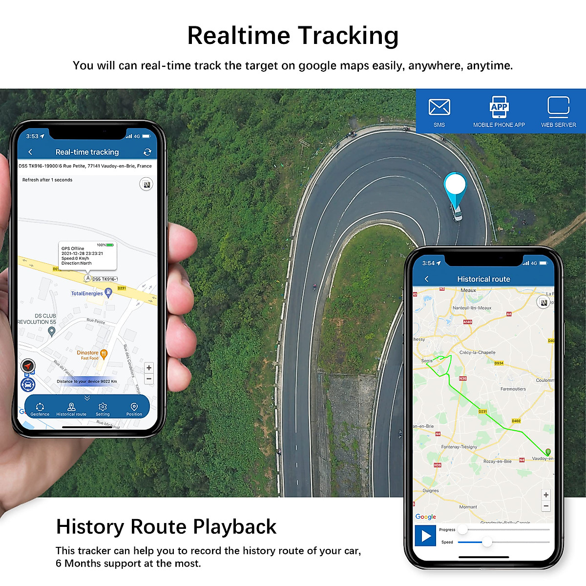 TKSTAR Car GPS Tracker Device - Hidden GPS Tracker for Vehicles, GPS Locator with USB & Type-C Charging Port, Hidden Tracking Devices Compatible with 9-32V - TK818