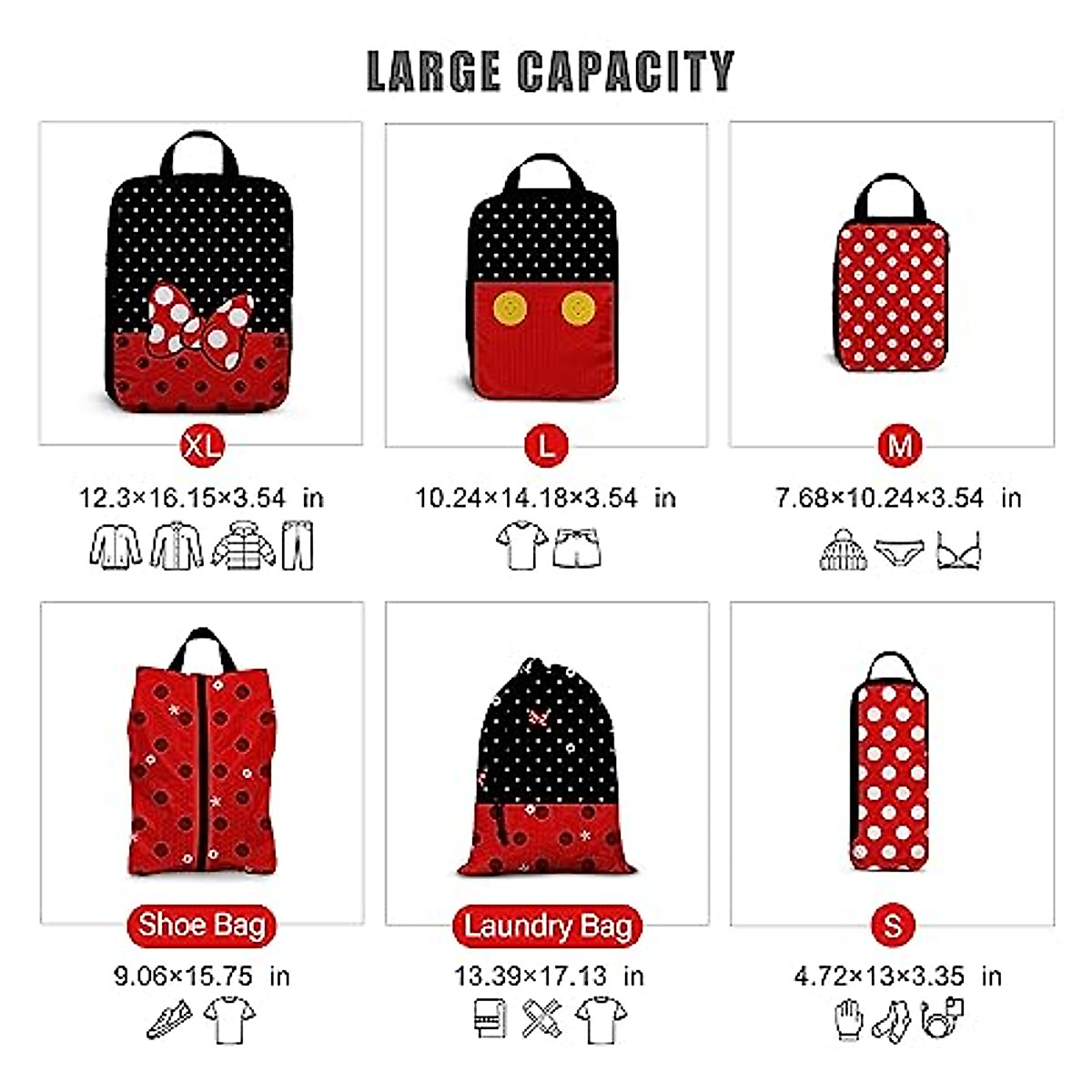 6 Set Compression Packing Cubes Compressed Storage Bags for Carry on Suitcases Packaging Luggage Bags Organizers for Travel
