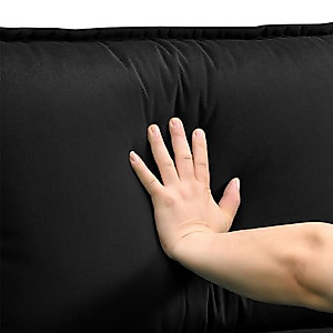 Acosure 123" L Modern U-Shaped Sofa with Double Cushions & 4 Waist Pillows,6-seat Upholstered Symmetrical Sleeper Couch Set W/Chaise & Console,Cupholders & USB Ports,for Living Room,Apartment,Black