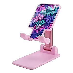 Neon Tropical Palm Leaf Funny Foldable Desktop Cell Phone Holder Portable Adjustable Stand Desk Accessories