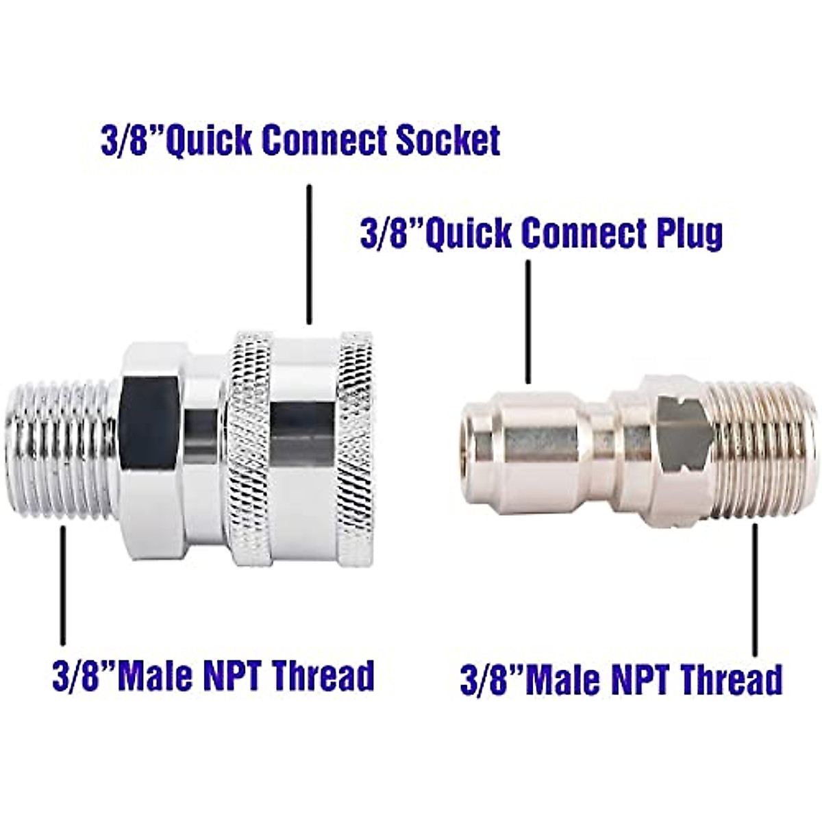 Toolly Stainless Steel High Pressure Washer Ball Valve Kit, 3/8 Inch Quick Connect for Power Washer Hose, 4500 PSI