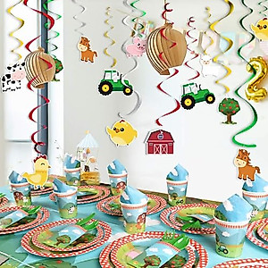 WERNNSAI Farm Animals Hanging Party Decorations - Barnyard Theme Party Supplies Hanging Swirl for Kids Birthday, Baby Shower Decor