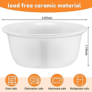 Rossesay 8 Pcs Ceramic Butter Warmers for Seafood Set 4.7oz Butter Warmer with 32 Pcs Tealight Candles for Chocolate Cheese Fondue Melting, Dishwasher Safe, Microwave Safe, Oven Safe, White