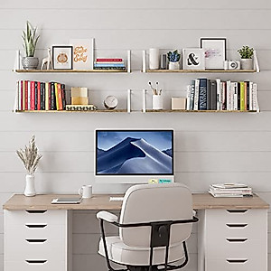 Wallniture Bora 36" Long Floating Shelves for Wall, Rustic Wall Shelves for Living Room, Wall Bookshelf, Kitchen Wall Shelf, Bathroom Shelves for Storage, Office Shelves Set of 4, Burnt