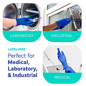 OWELL Professional Medical Examination Nitrile Gloves, Powder & Latex-Free Disposable Gloves, 4Mil Resistant Blue Medical Glove, First Aid Med Gloves, X-Small Size Exam Gloves, Case of 1000 Count