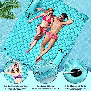 BOLITE Giant Inflatable Lake Float for Adults, 102 x72 Inch Pool Float with Pool Hammock, Floating Mat Toy Raft Loung for Swimming Pool Lake Beach Summer Water Party, Blue
