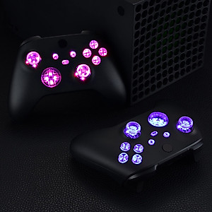 eXtremeRate Multi-Colors Luminated D-pad Thumbsticks Start Back Sync ABXY Buttons for Xbox Series X/S Controller, 7 Colors 9 Modes DTF LED Kit for Xbox Series X/S Controller - Controller NOT Included
