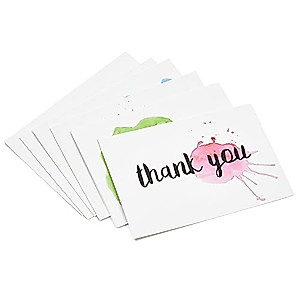 Juvale Blank Thank You Cards with Envelopes, 6 Watercolor Designs (4x6 in, 48 Pack)