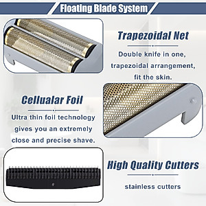 2 Pack Pro Shaver Replacement Foil and Cutters Compatible with Andis 17150(TS-1)/17155/17200 Shaver for ProFoil & Lithium Shaver, Golden