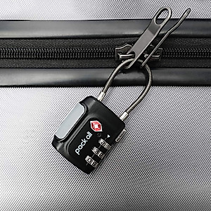 pack all TSA Approved Cable Luggage Locks, 3 Digit Combination Padlocks, Travel Lock for Suitcases & Bag, Alloy Body, Travel Accessories (4 Pack)
