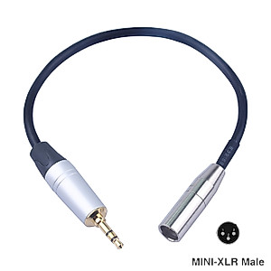 Devinal 3.5mm to Mini XLR calbe, Balanced 1/8 inch Stereo to 3 Pin Mini XLR Male Cord Adapter Connector, for Pro Lapel Mic 12 inch(30 cm)