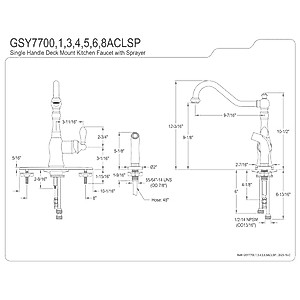 Kingston Brass GSY7705ACLSP American Classic Kitchen Faucet with Sprayer and Deck Plate, 9-7/16", Oil Rubbed Bronze , Oil-Rubbed Bronze