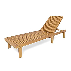 Christopher Knight Home Addisyn Outdoor Wooden Chaise Lounge, Teak Finish