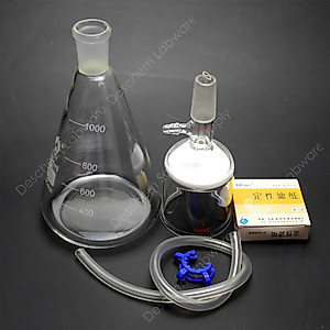Deschem 1000ml,Suction Filtration Device,200ml Buchner Funnel,1L Erlenmeyer Flask,70mm Filter Paper
